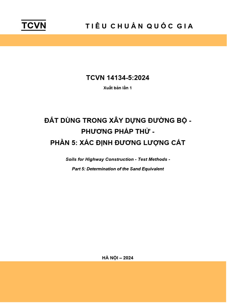 TCVN 14134-5-2024 (MOD AASHTO T176) Đất dùng trong xây dựng đường bộ ...