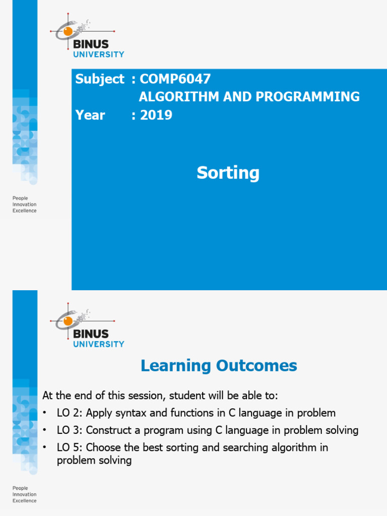 20190722175842D5542_COMP6047[T] Pert 30 - Sorting | PDF | Computer Programming | Algorithms And ...