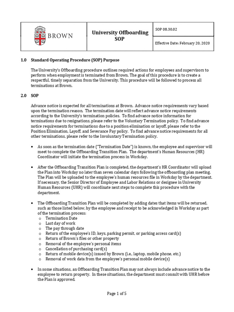 University Offboarding SOP Guide | PDF | Human Resource Management ...