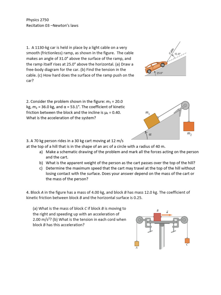 Newtons Laws Pdf Force Friction