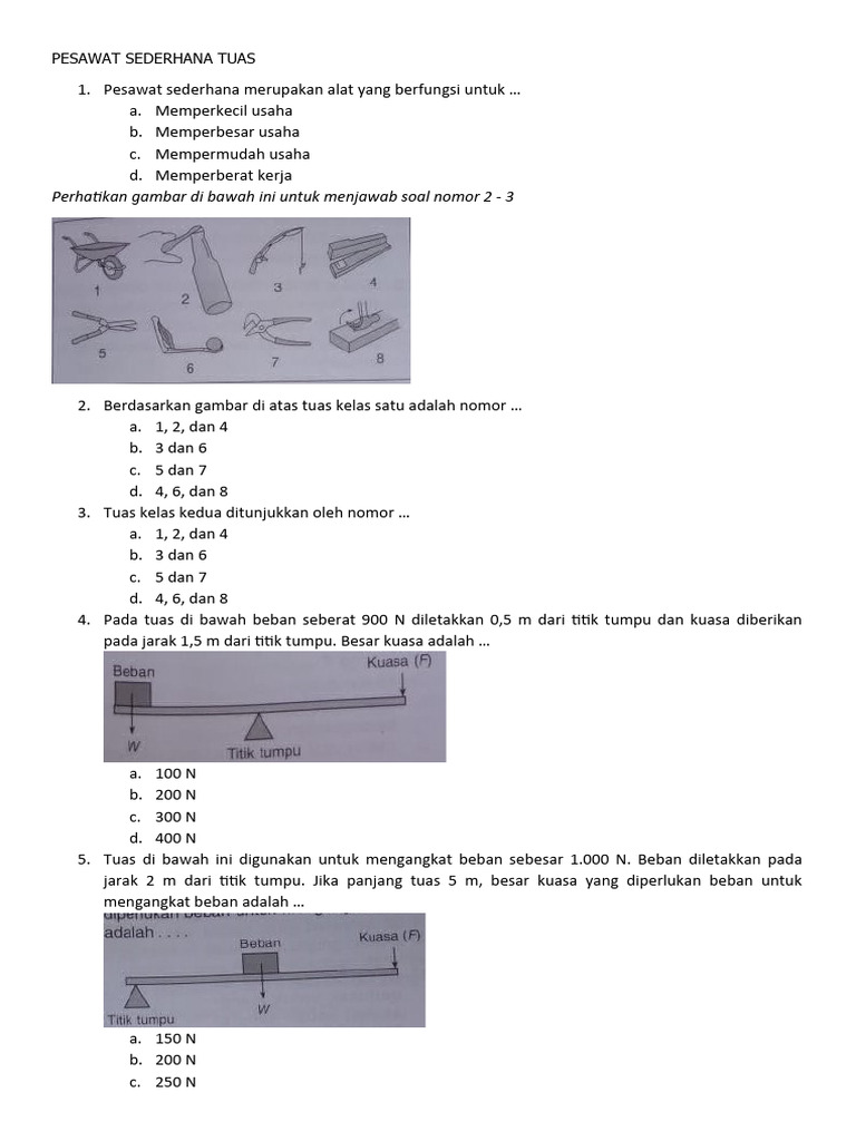 Pesawat Sederhana Tuas | PDF