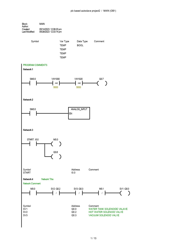 Final PLC Based Autoclave Project22 | PDF | Computer Programming