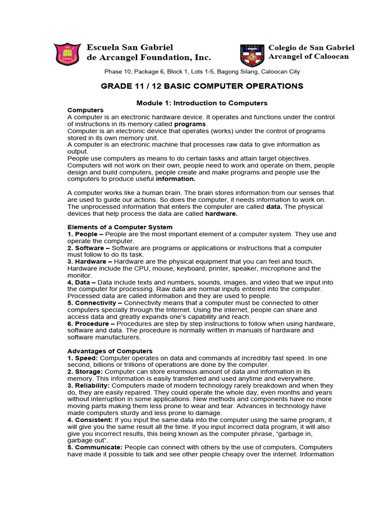 Module 1-Bco | PDF | Computer Hardware | Computer Program