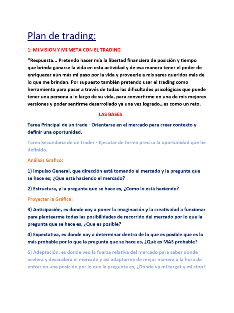 Plan de Trading Avanzado | PDF | Volatilidad (Finanzas)