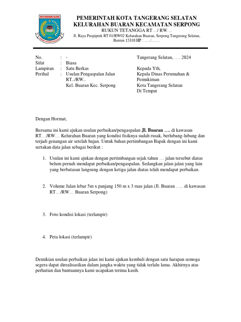 Contoh Proposal Pengaspalan Jalan Rtrw Pdf