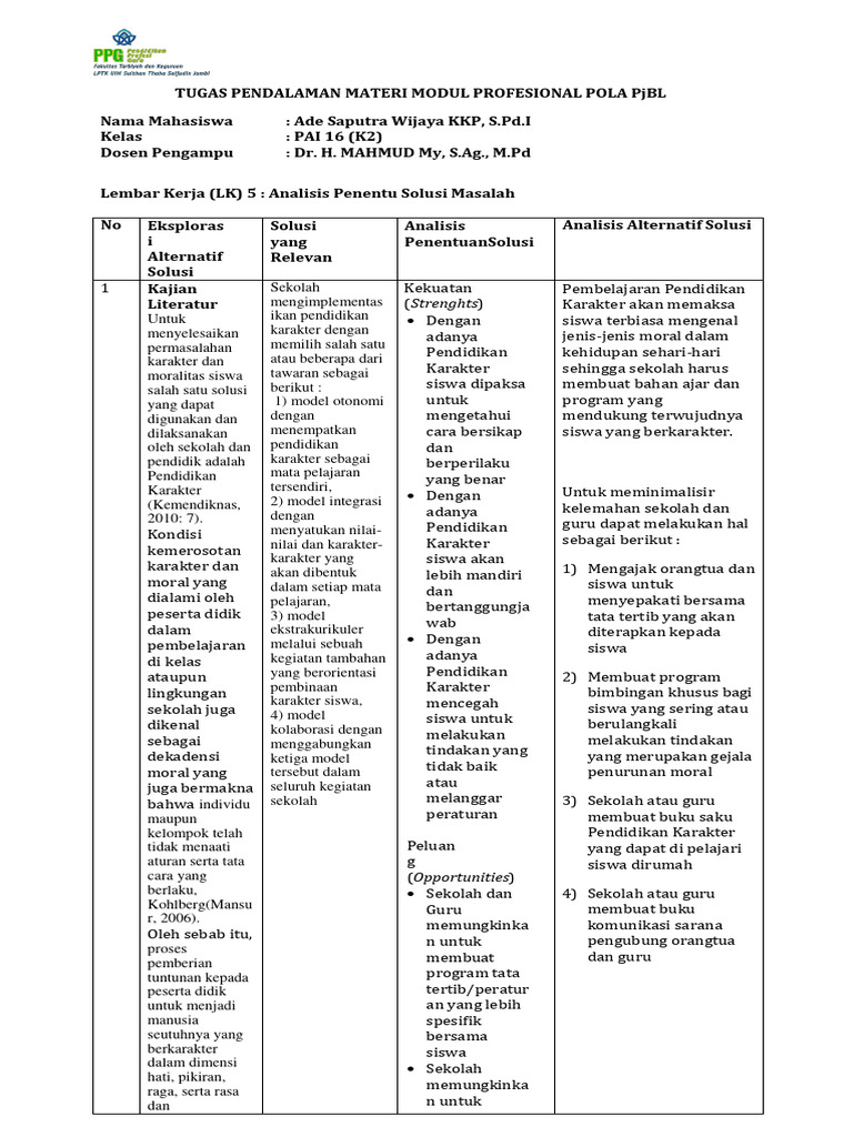 LK 5 Tugas PJBL Profesional 2024 | PDF