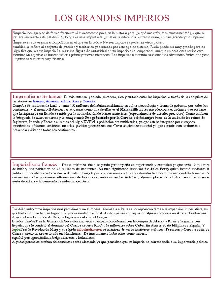 Los Grandes Imperios | PDF | Imperio Británico | Colonialismo