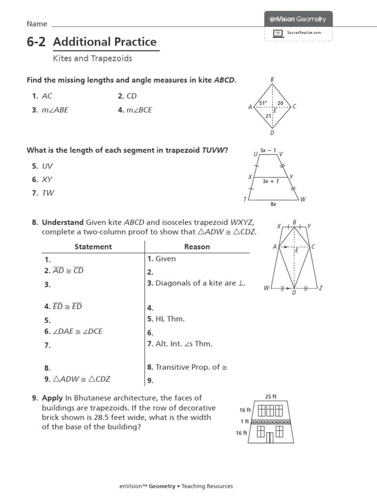 6 2 Additional Practice Pdf Pdf Elementary Geometry Euclidean