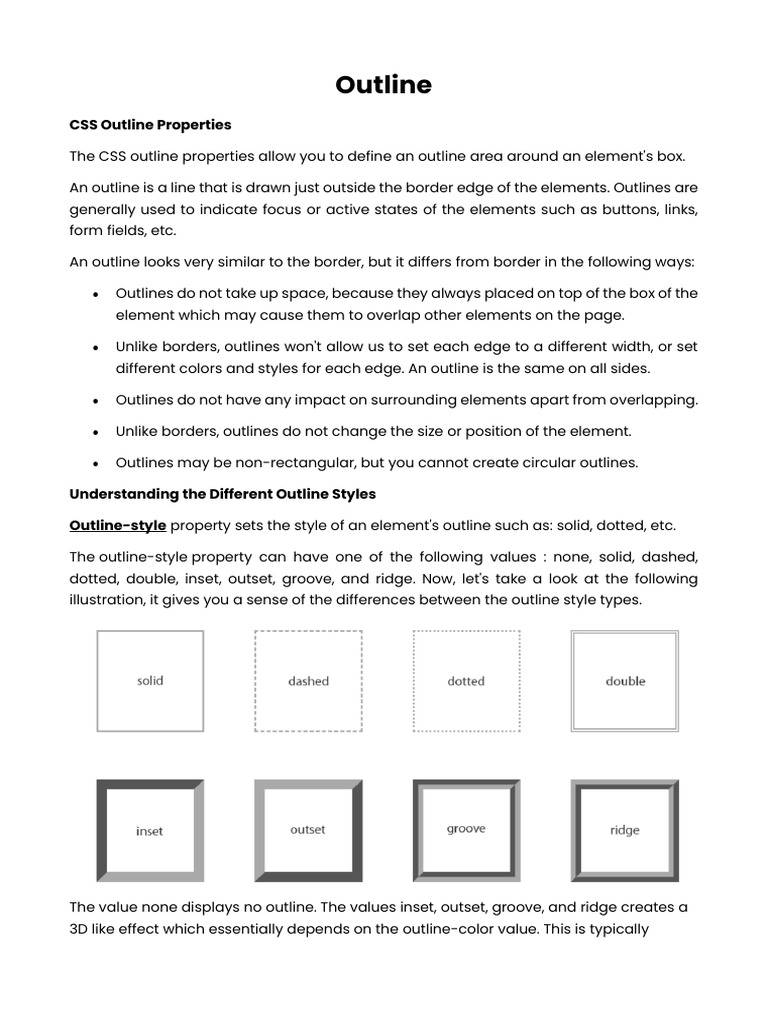 CSS Outline | PDF | Teaching Methods & Materials | Home & Garden