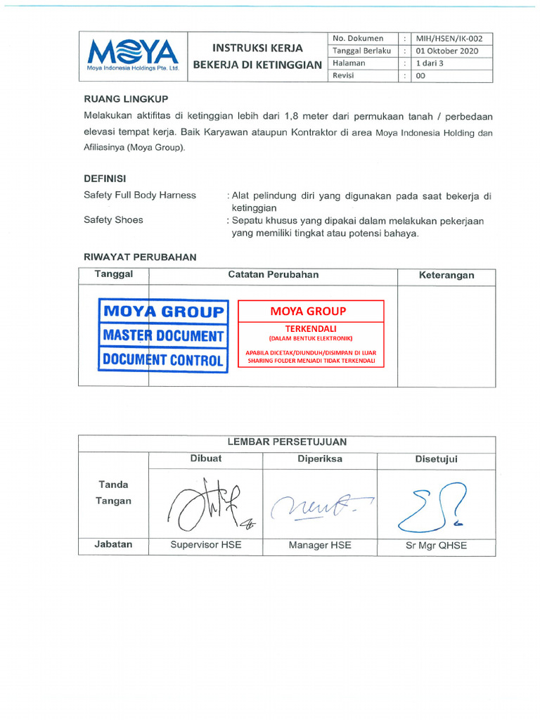 MIH-HSEN-IK-002 Bekerja Di Ketinggian | PDF