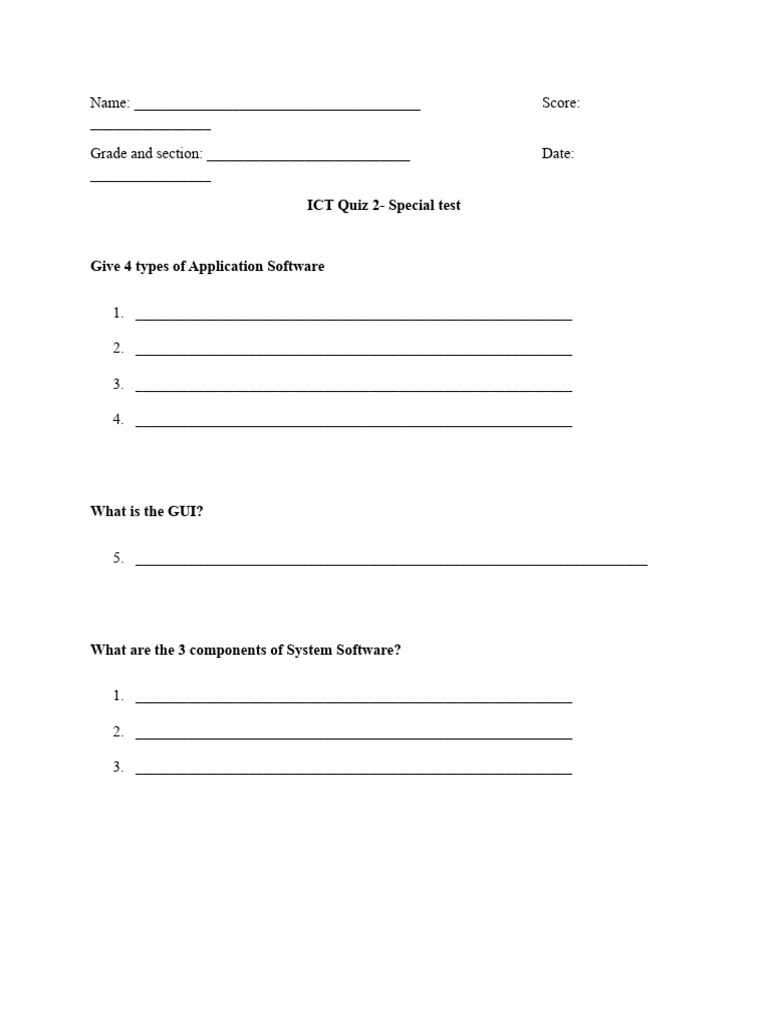 Ict 7 Quiz 2 Special Test | PDF | Business