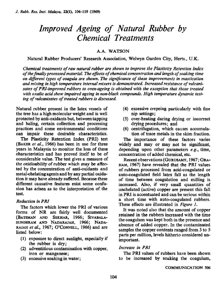 Improved Aging Properties of NR by Chemical Treatment | PDF | Natural ...