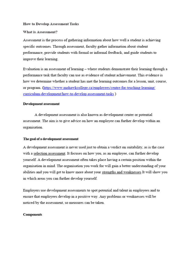 Guide to Developing Assessment Tasks | PDF | Educational Assessment ...