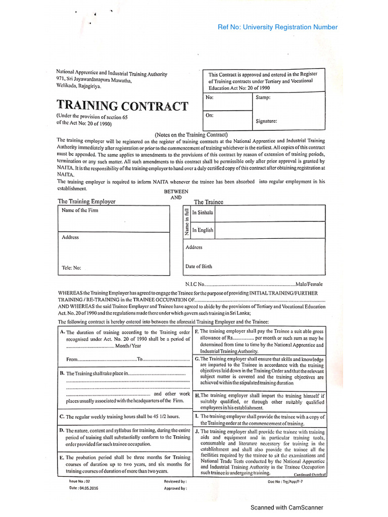 Naita Contract Form | PDF