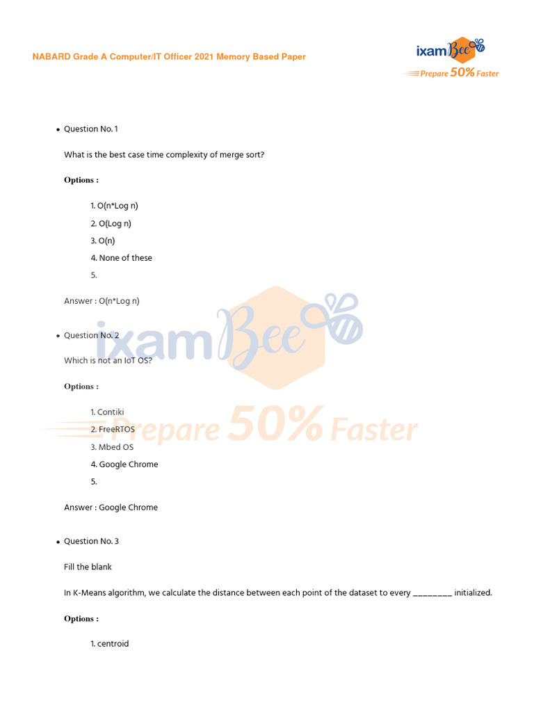 NABARD Grade A Computer - IT Officer 2021 Memory Based Paper | PDF | Databases | Router (Computing)
