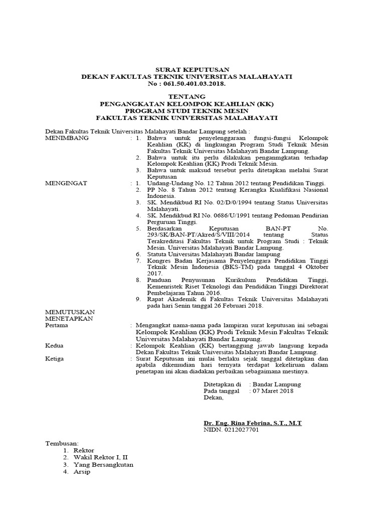 SURAT KEPUTUSAN Penetapan Program KK | PDF