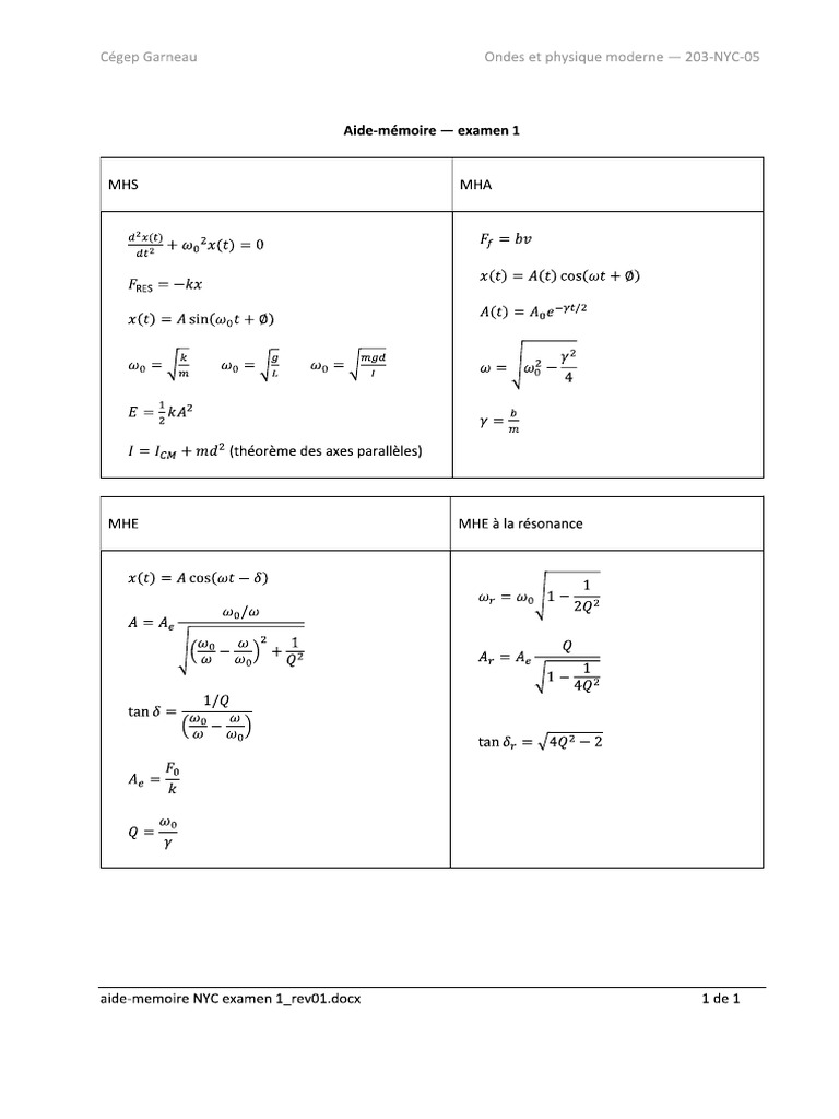 Feuille Formule | PDF