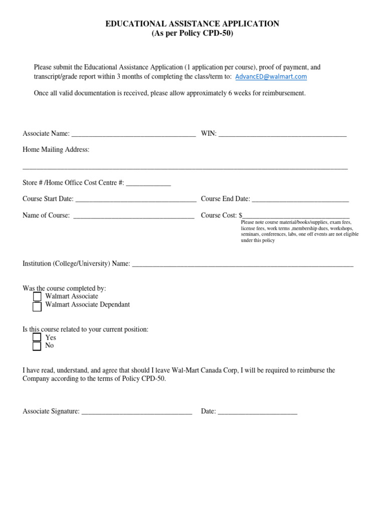 Ed Assistance Appln en | PDF | Career & Growth | Business