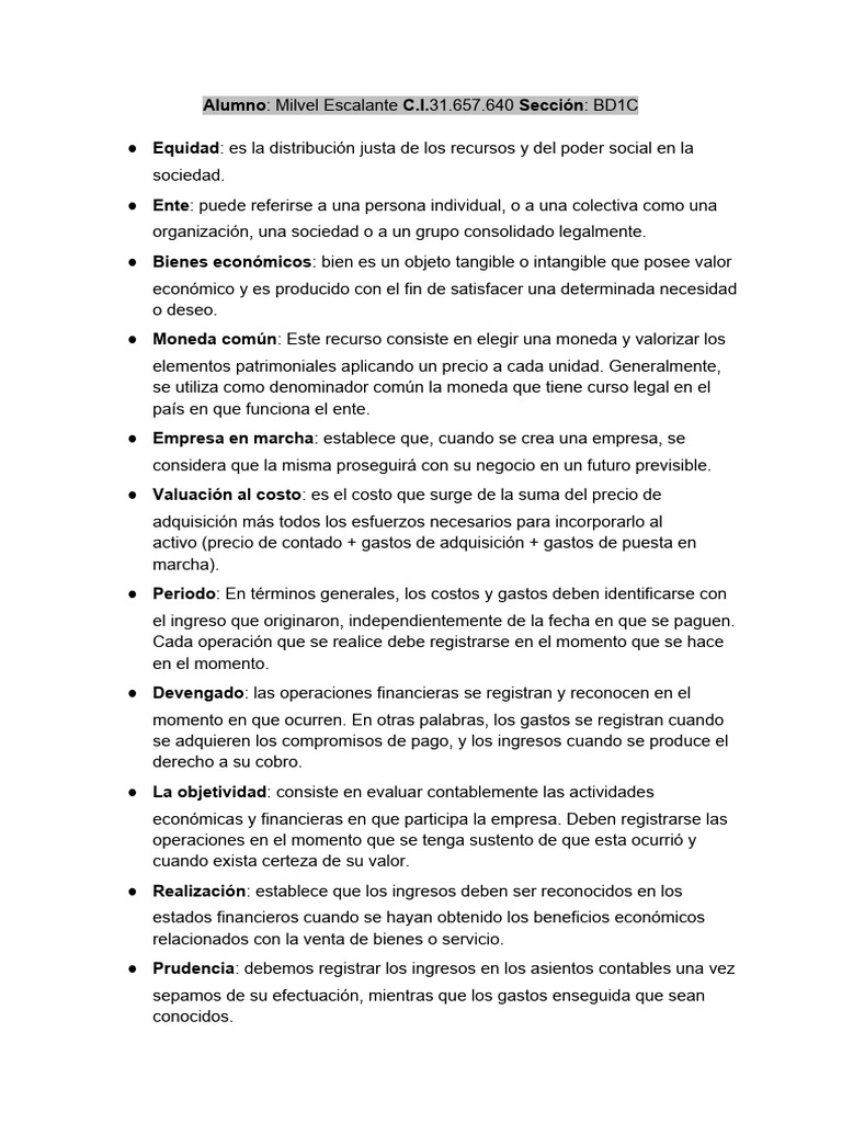 Principios de La Contabilidad Generalmente Aceptados. | PDF ...