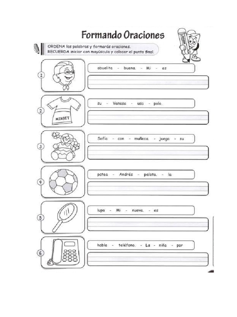 Ficha de Formar Oraciones | PDF