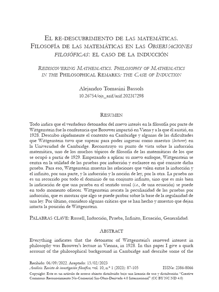 Tomasini | PDF | Razonamiento inductivo | Bertrand Russell