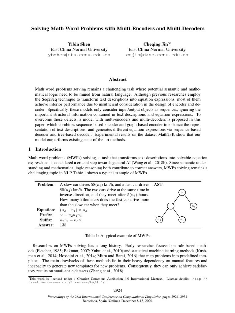 Multi-Encoder Multi-Decoder for Math Problems | PDF | Mathematics