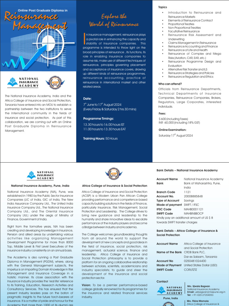 Reinsurance Diploma NIA ACISP | PDF | Reinsurance | Financial Services