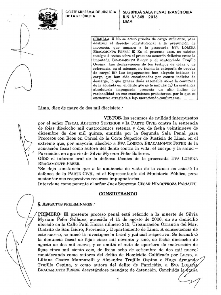 Sentencia Absolutoria para Hija de Miriam Fefer | PDF | Sentencia (ley ...