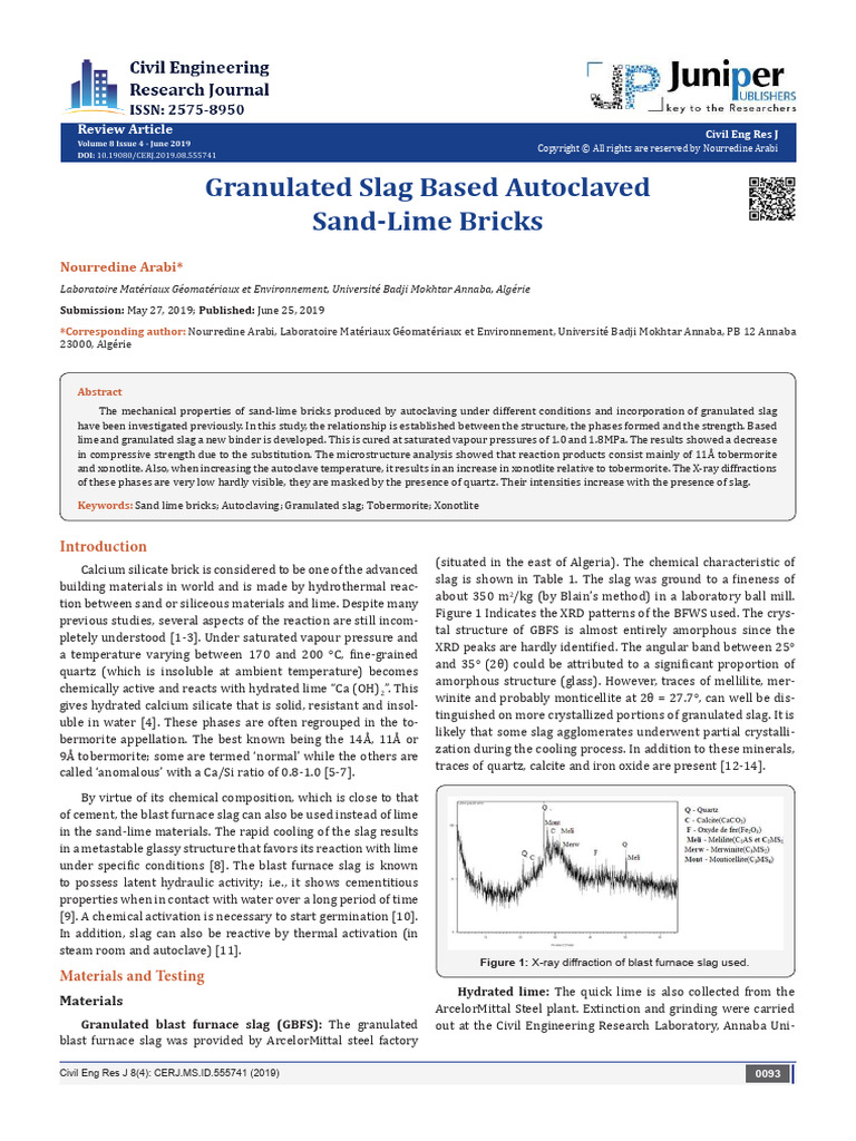 Granulated Slag Based Autoclaved Sand Li | PDF | Lime (Material) | Cement