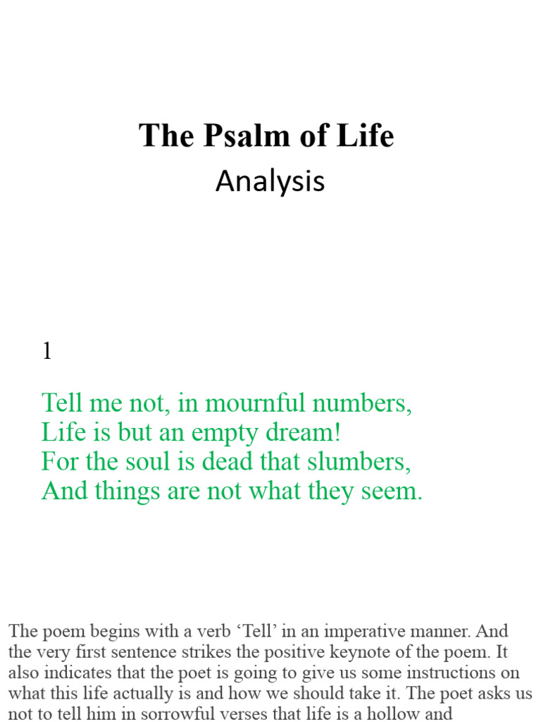 Analysis of "A Psalm of Life" Poem | PDF