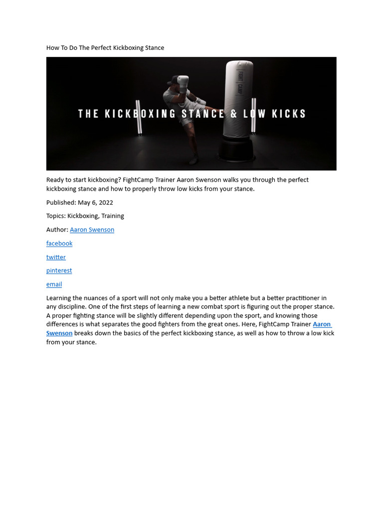 How To Do The Perfect Kickboxing Stance | PDF | Foot