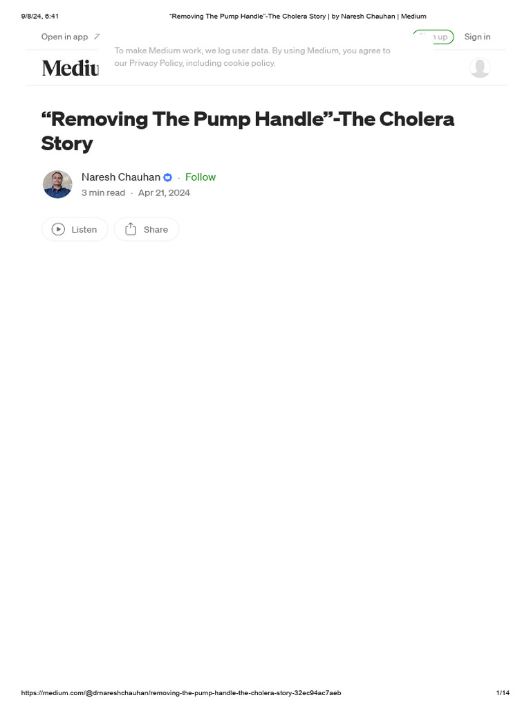 "Removing The Pump Handle"-The Cholera Story - by Naresh Chauhan - Medium | PDF
