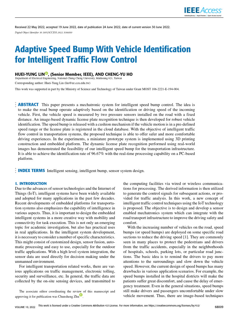 Adaptive Speed Bump With Vehicle Identification For Intelligent Traffic ...