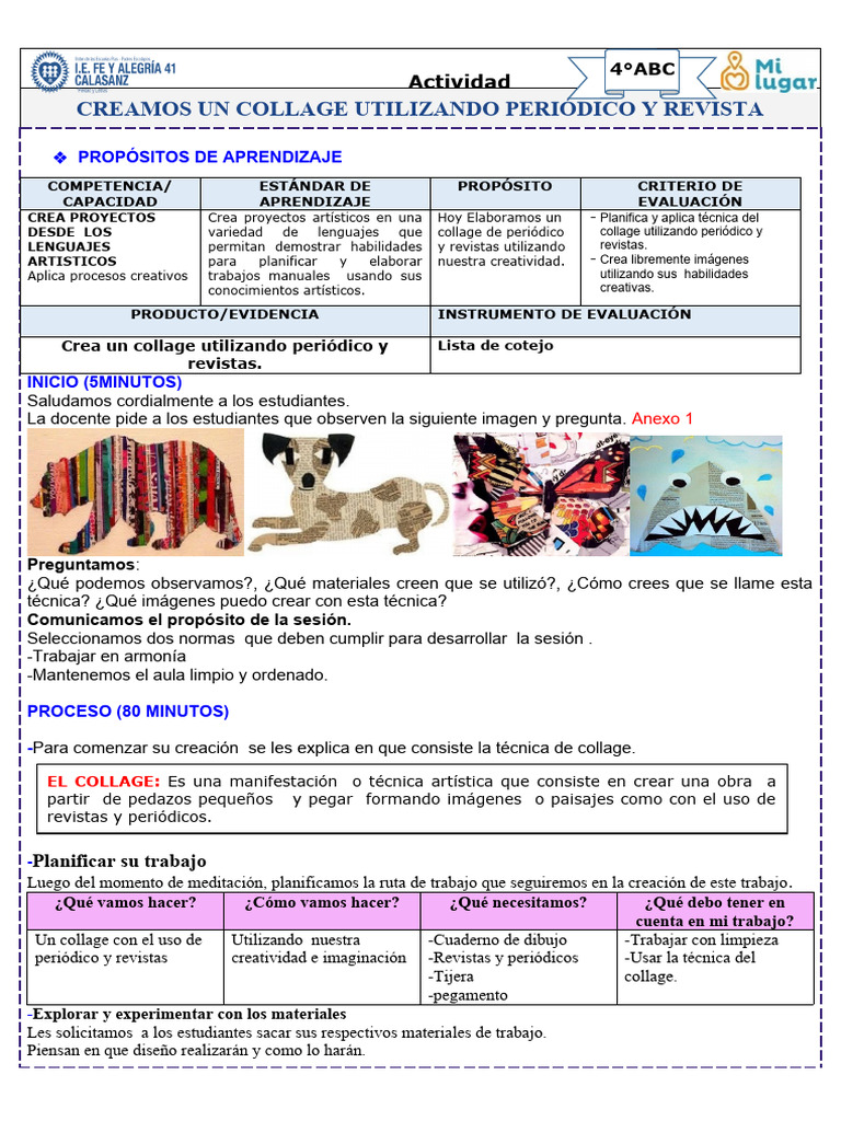 Collage Creativo con Revistas y Periódicos | PDF | Evaluación | Collage