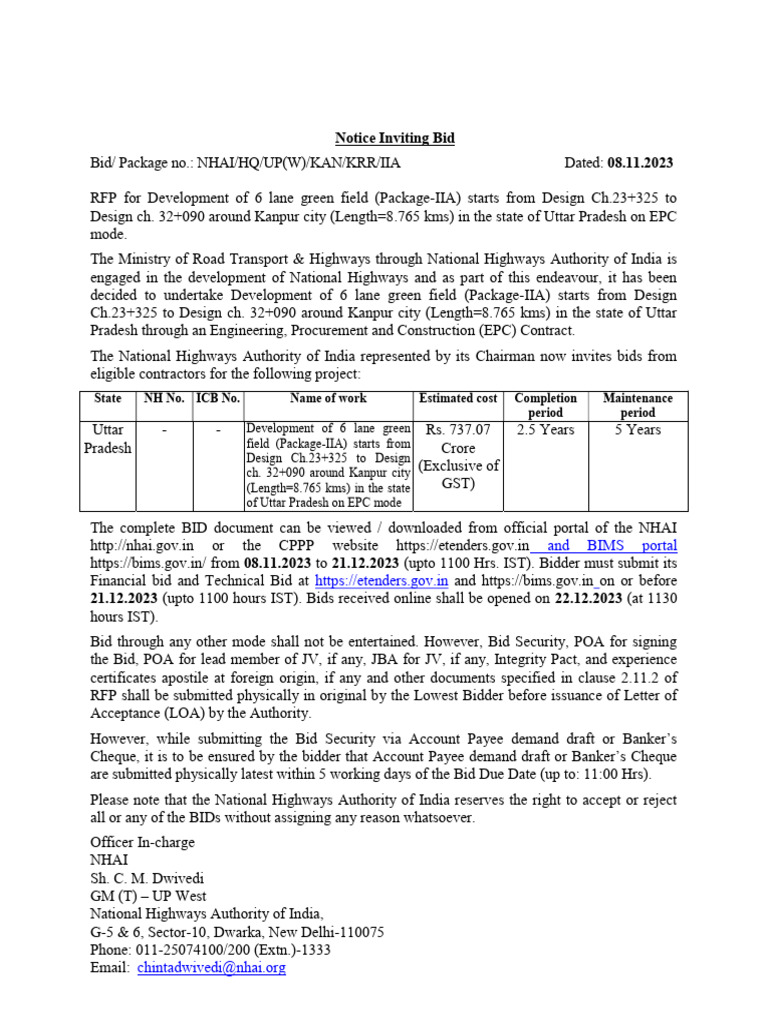 NIT | PDF | Cheque | Road Infrastructure