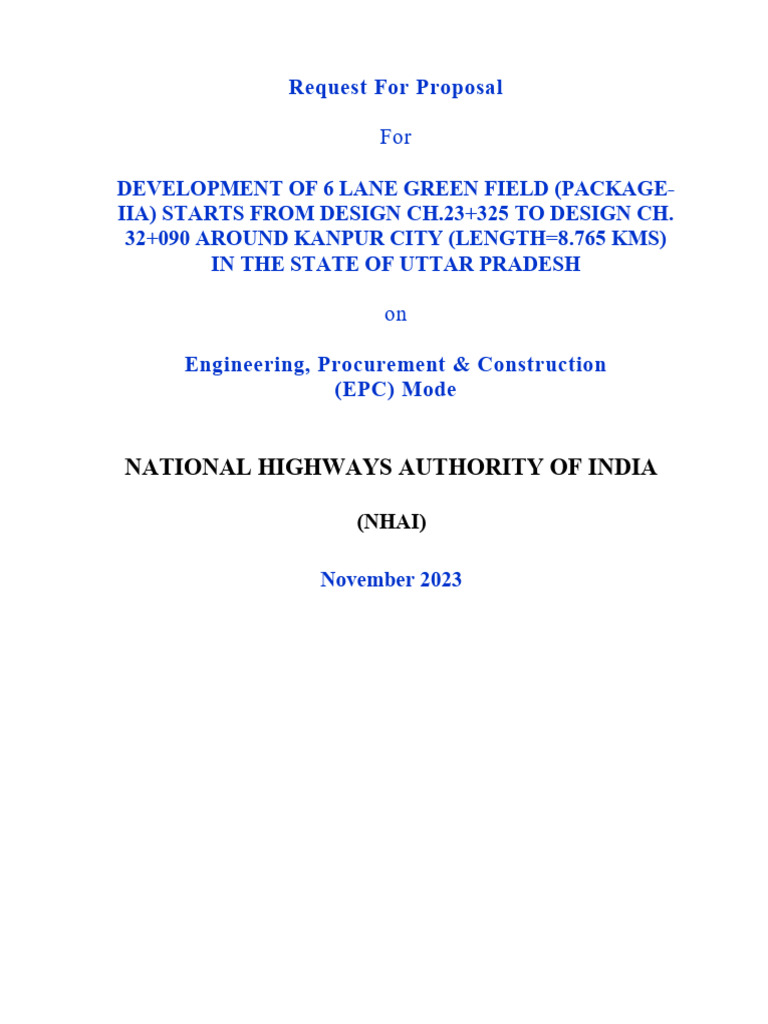 National Highways Authority of India: (NHAI) | PDF | Request For Proposal | Joint Venture