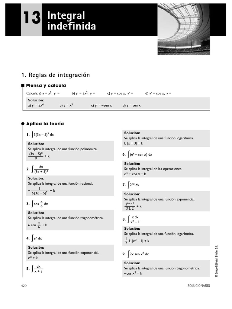 Laboratorio Pratico Integral Indefinida | PDF | Integral | Análisis funcional
