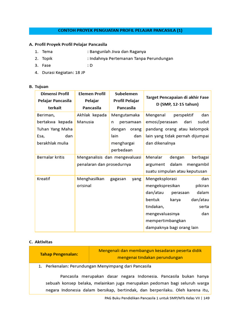 Proyek Penguatan Profil Pelajar Pancasila | PDF | Pengembangan Diri