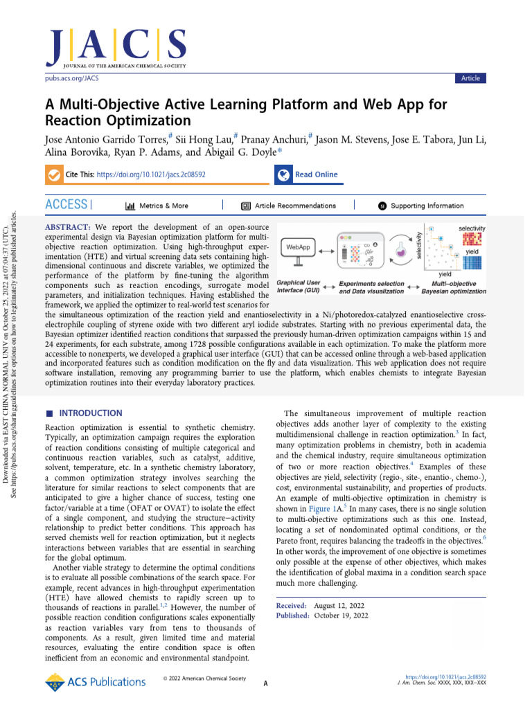 A Multi Objective Active Learning Platform And Web App Forreaction