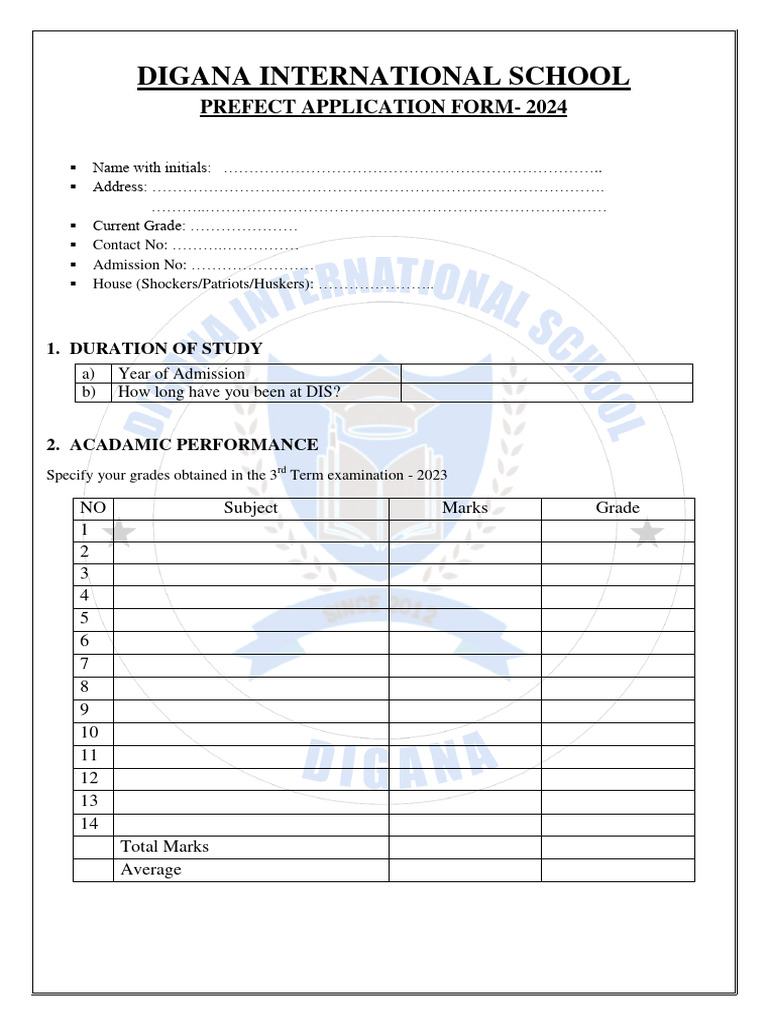 Prefect Application | PDF | Educational Stages