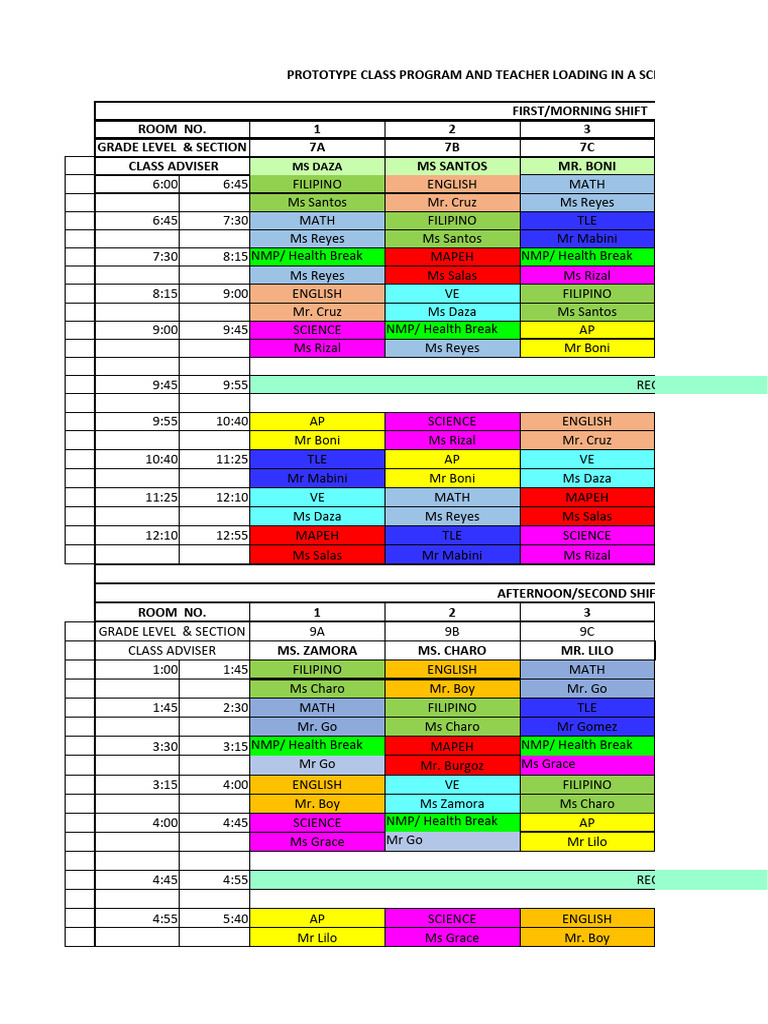 School Class Schedule & Teacher Load | PDF | Southeast Asia | Asia