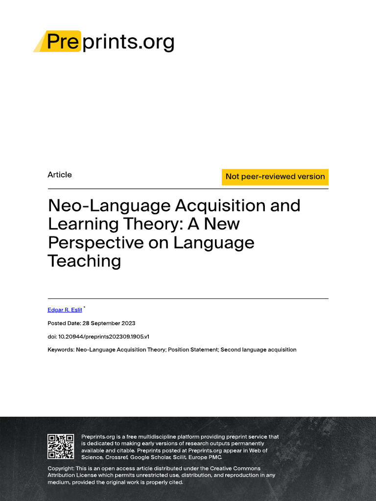 Neo-Language Acquisition and Learning Theory A New | PDF | Language ...