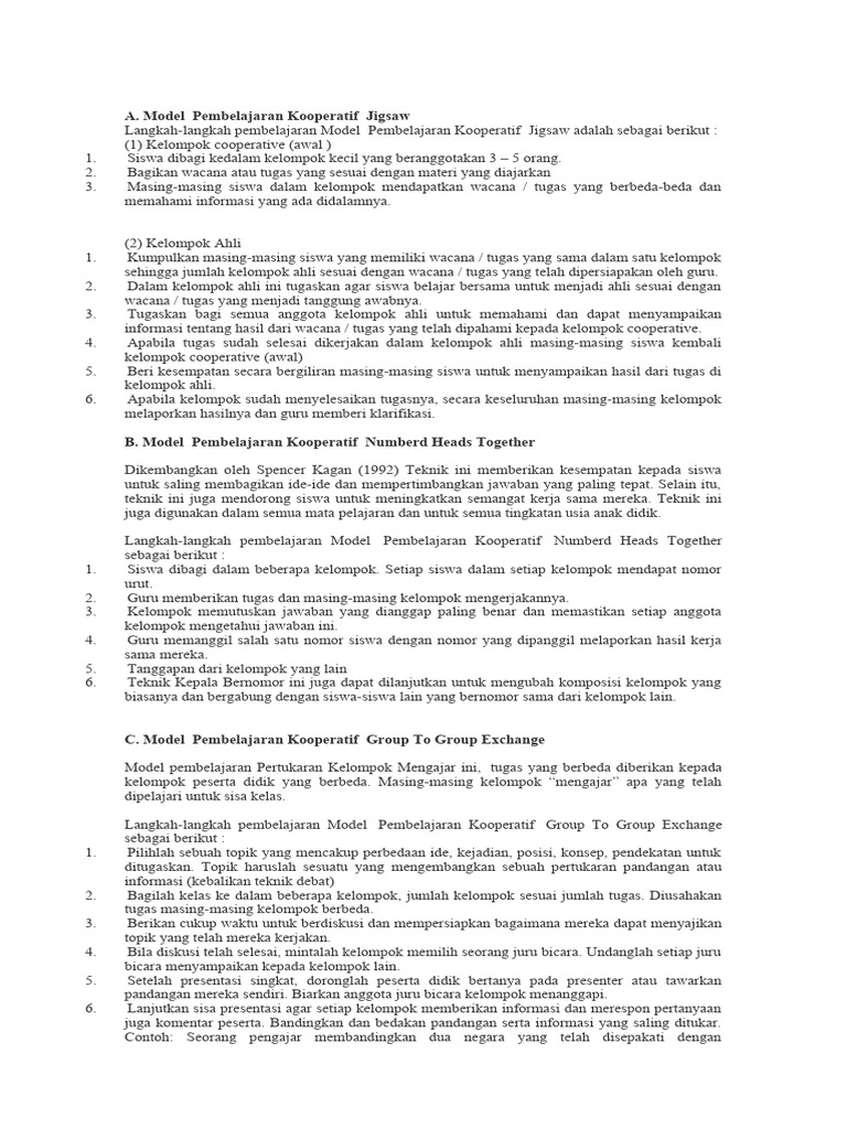 Metode Pembelajaran Kooperatif | PDF | Karier & Perkembangan | Pengembangan Diri