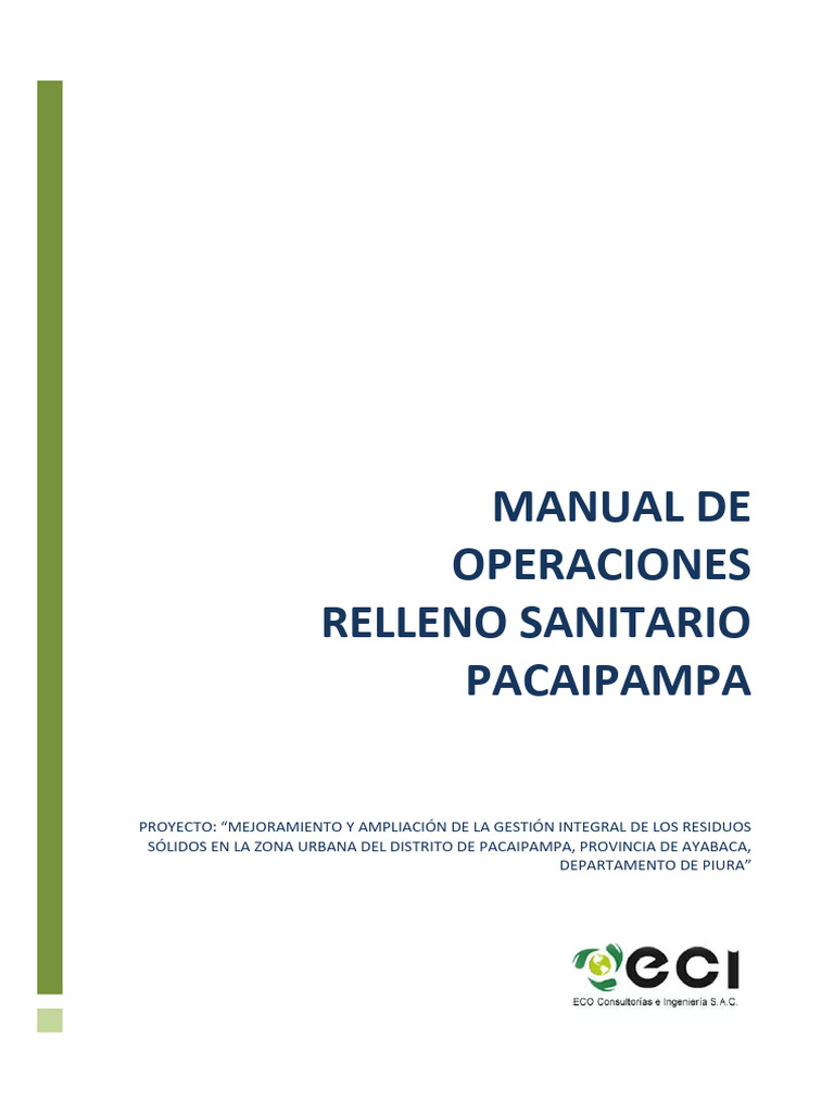 01. Manual de operación relleno sanitario | PDF | Vertedero | Residuos