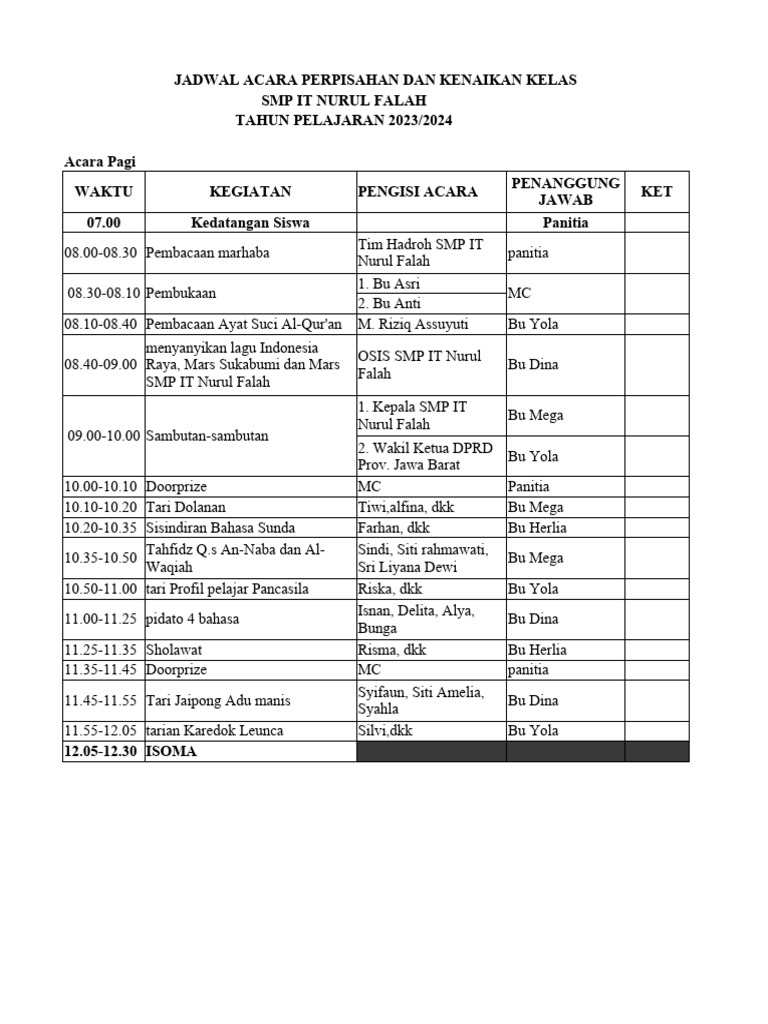 Jadwal Acara 2024 Fix | PDF