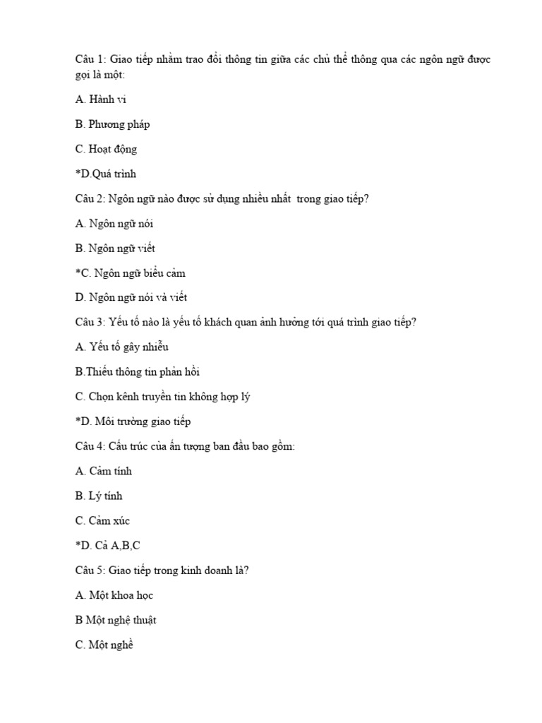 Đề cương Giao tiếp trong kinh doanh | PDF