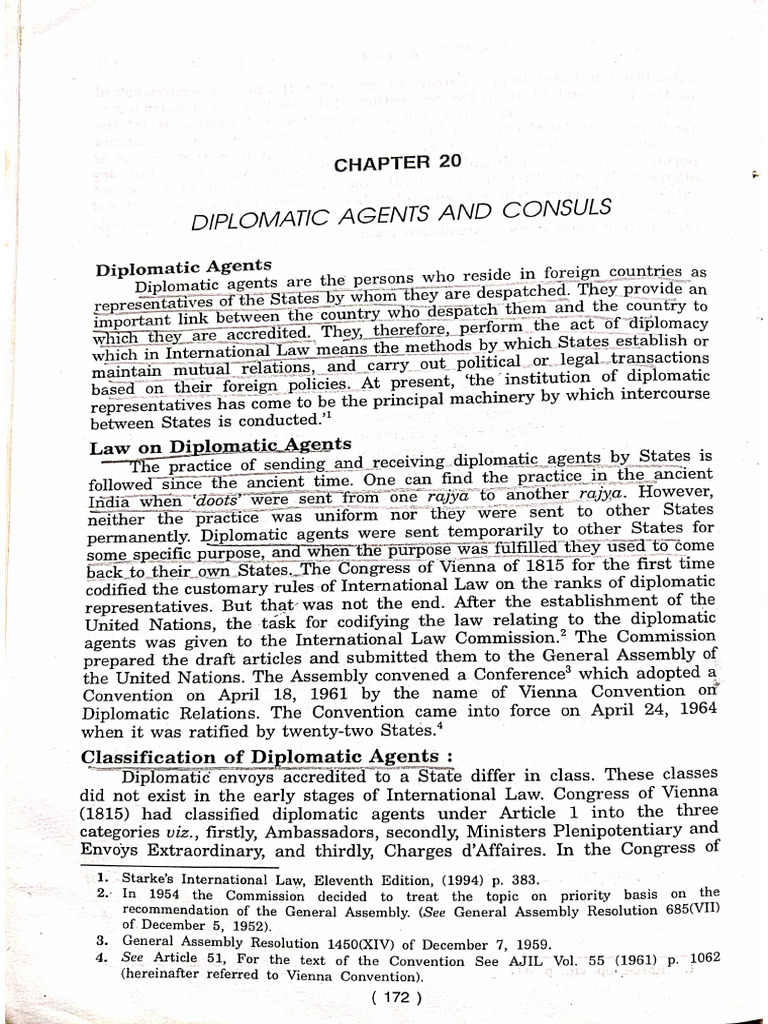 Diplomatic Agent and Consuls - Public International Law | PDF