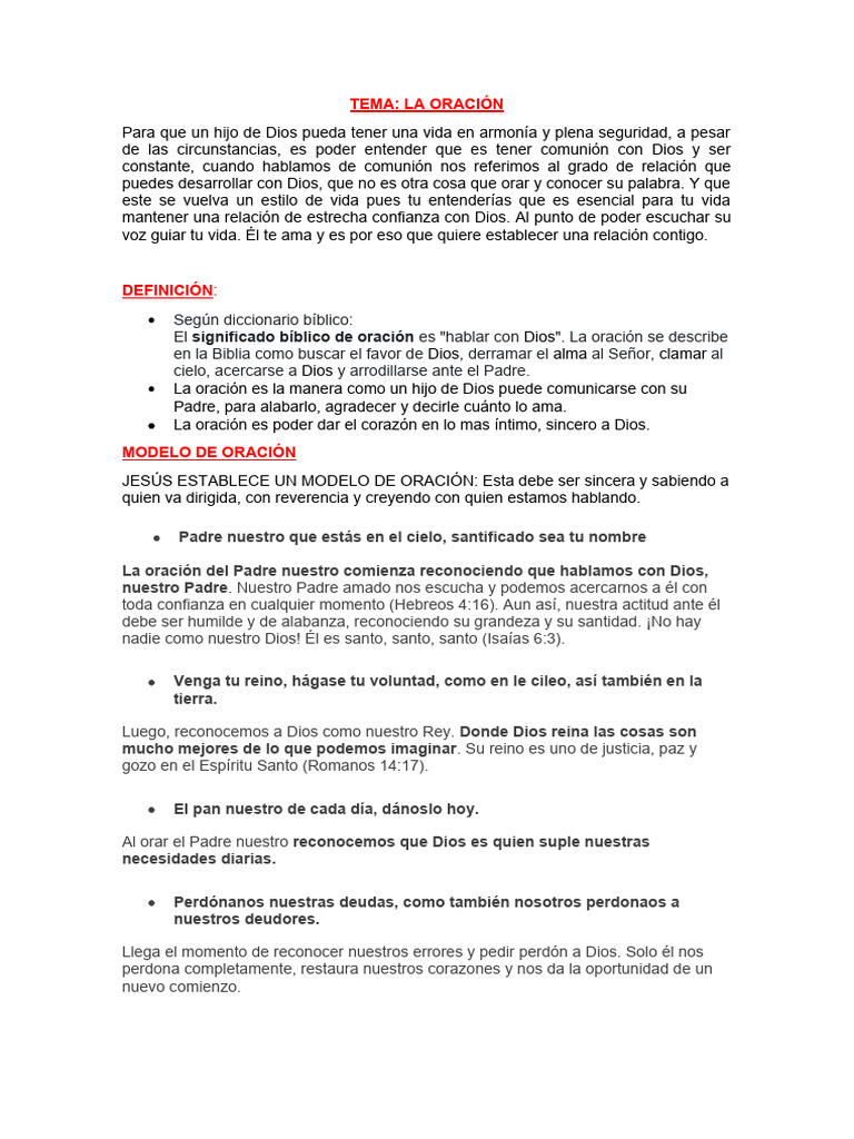 La Oración | PDF | Oración | orador del Señor