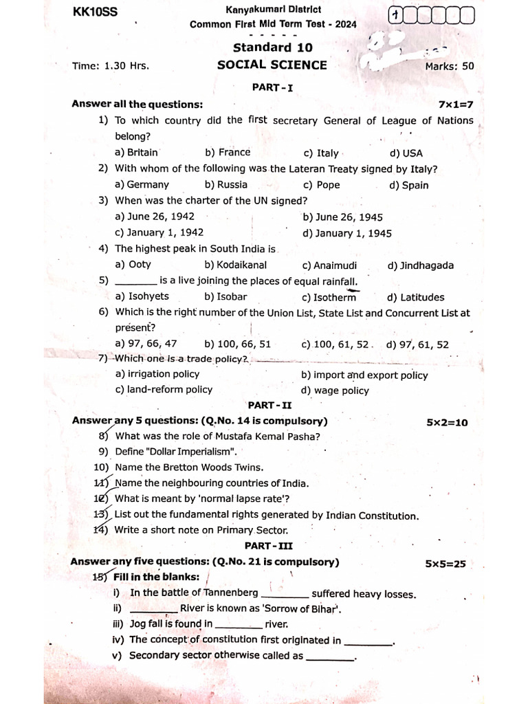10th Social First Mid 2024 | PDF