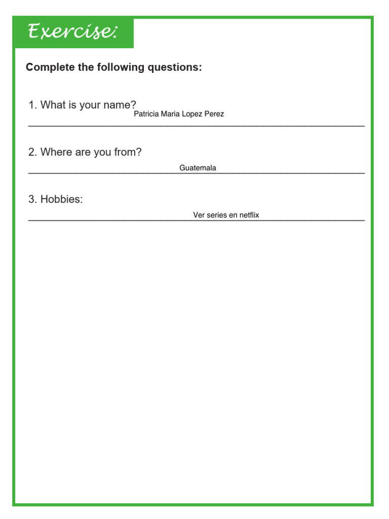 Personal Introduction Exercise Template | PDF | Self-Improvement